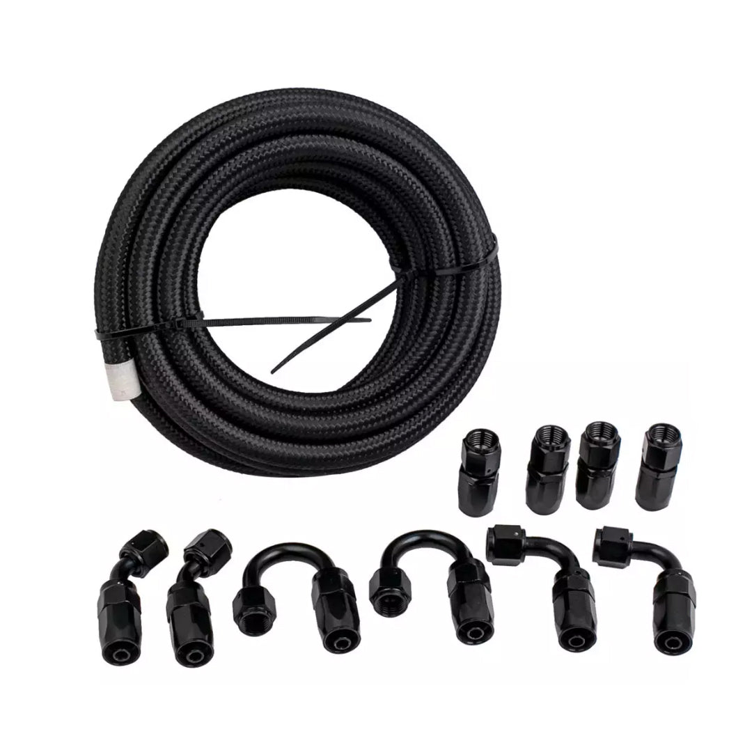 ICONIC AN6 BLACK BRAIDED RUBBER FUEL LINE KIT – Iconic Auto-Design